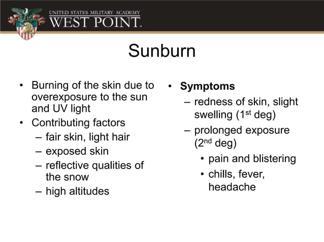 Cold weather injury training, U.S. Army Garrison West Point | PPTX