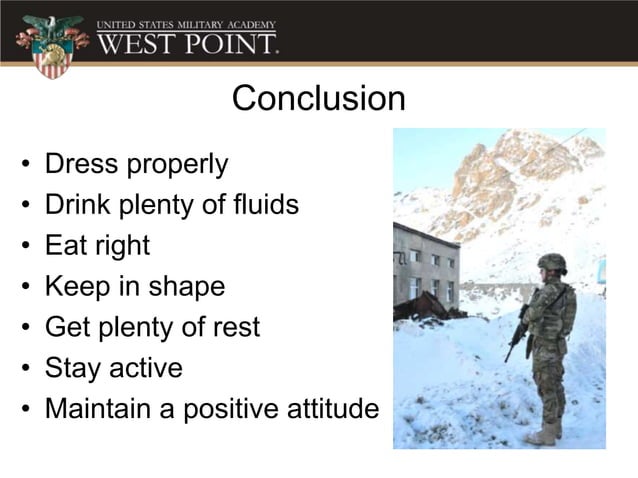 Cold weather injury training, U.S. Army Garrison West Point | PPTX