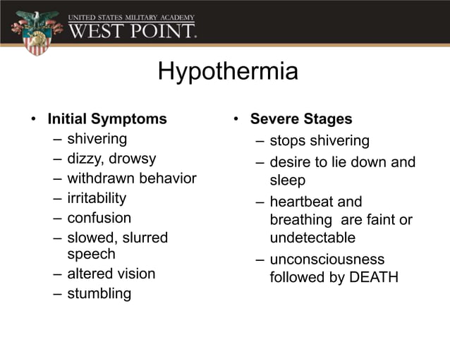 Cold weather injury training, U.S. Army Garrison West Point | PPTX