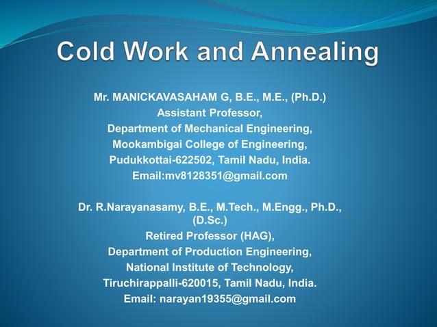 Cold Work And Annealing Recovery Recrystallization And Grain Growth Pptx