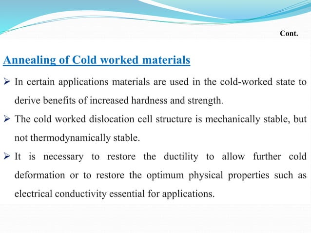 Cold Work and Annealing: Recovery, Recrystallization and Grain Growth ...