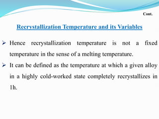 Cold Work and Annealing: Recovery, Recrystallization and Grain Growth ...