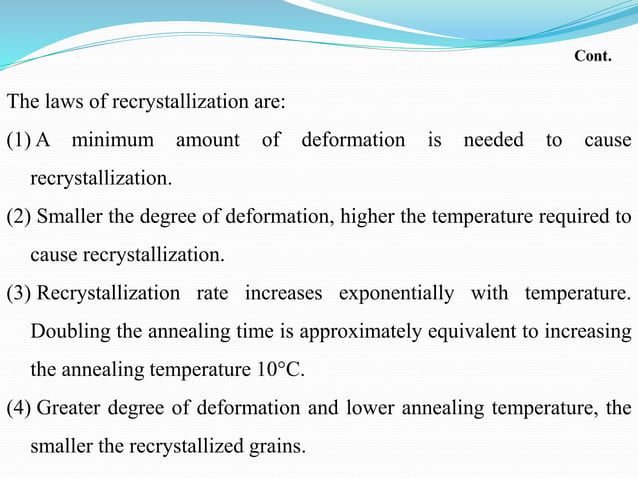 Cold Work and Annealing: Recovery, Recrystallization and Grain Growth | PPTX
