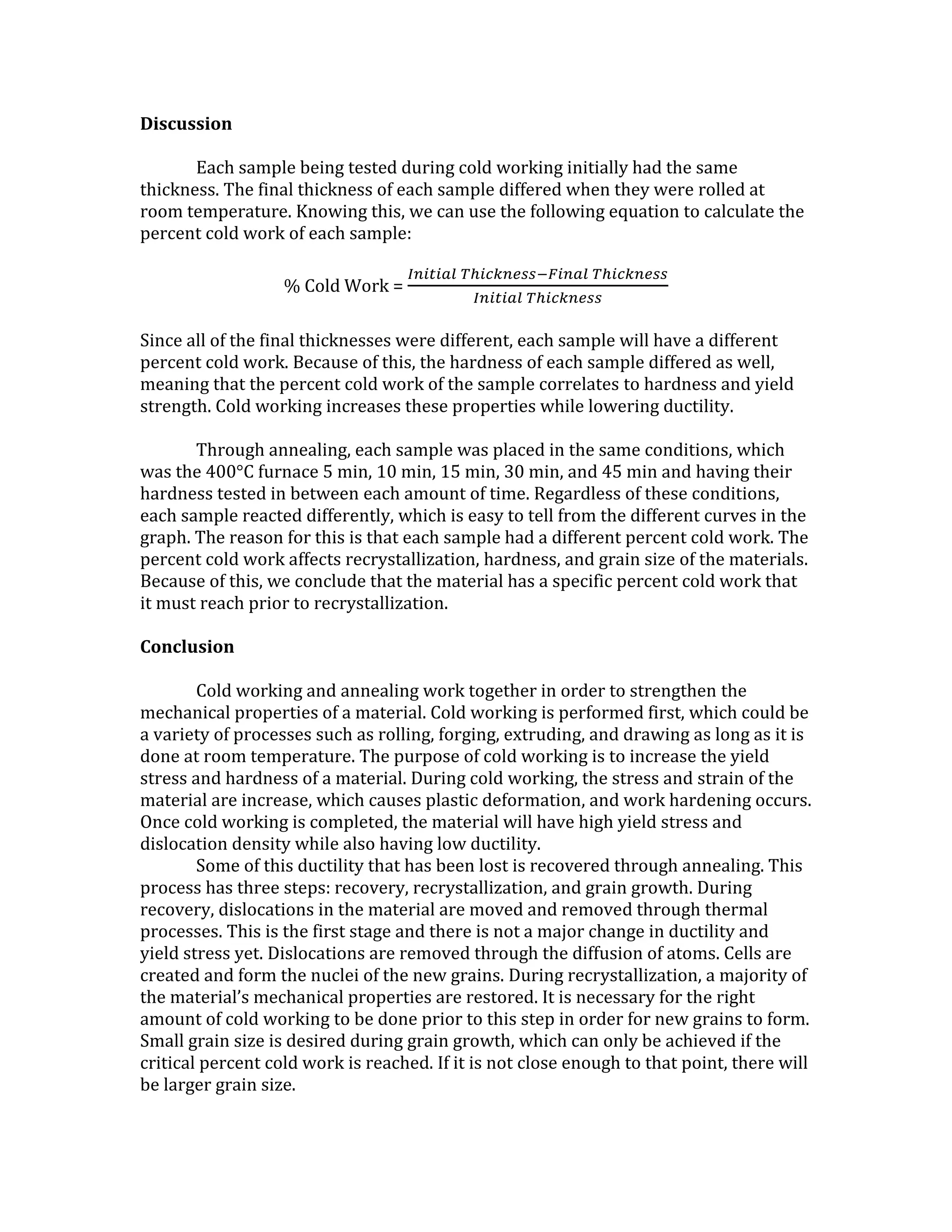 Cold working and annealing lab | PDF