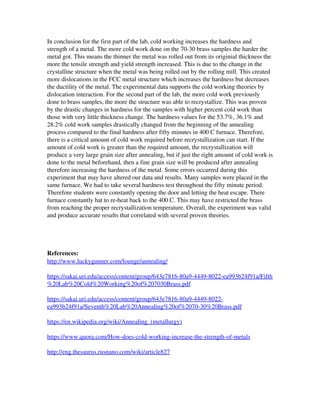Cold working and annealing lab 2 che 333 | PDF