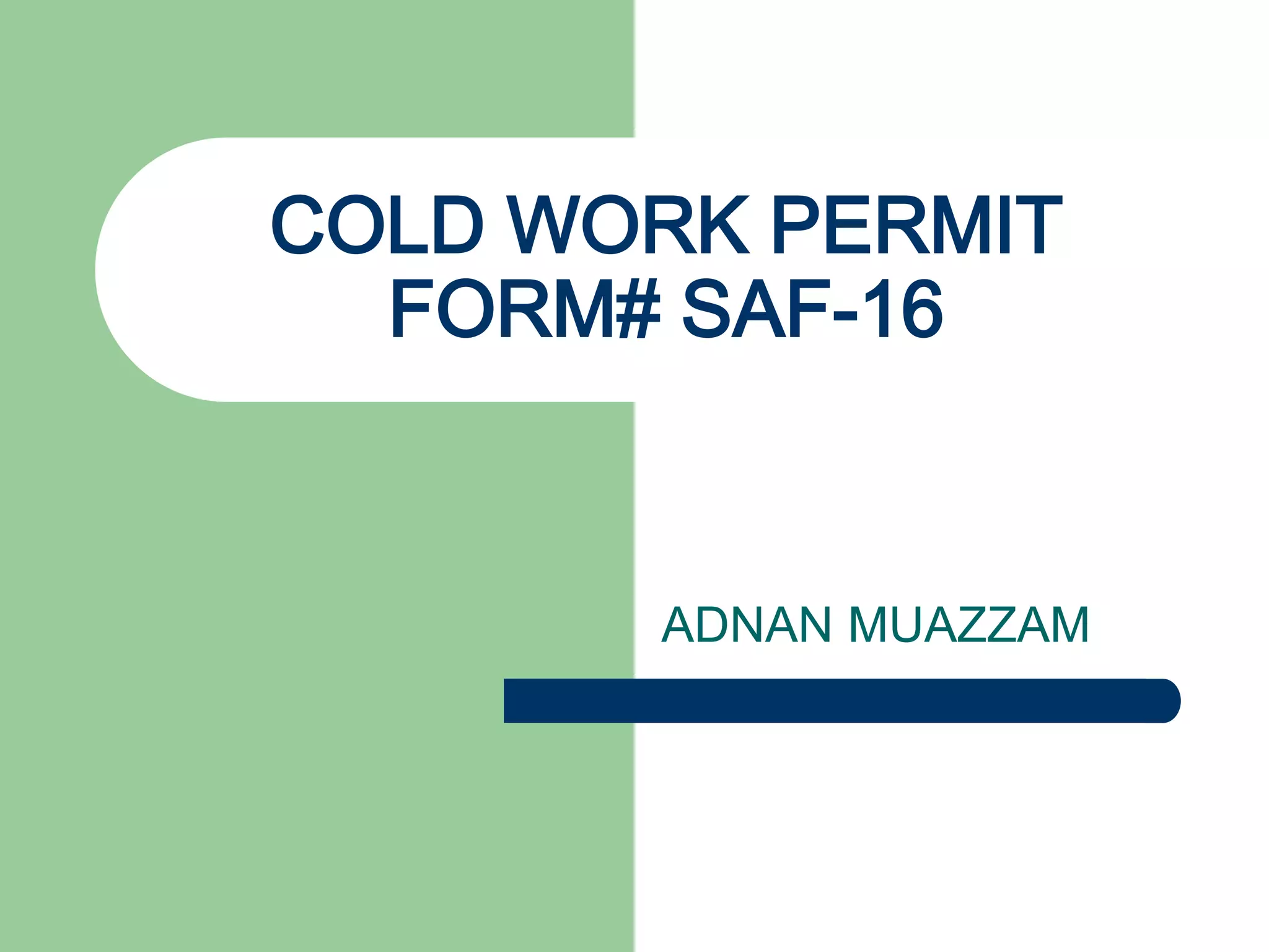 Cold Work Permit | PDF