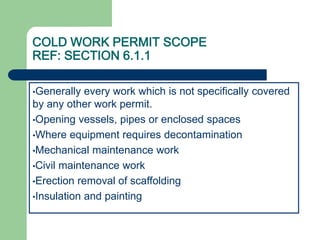 Cold Work Permit | PDF