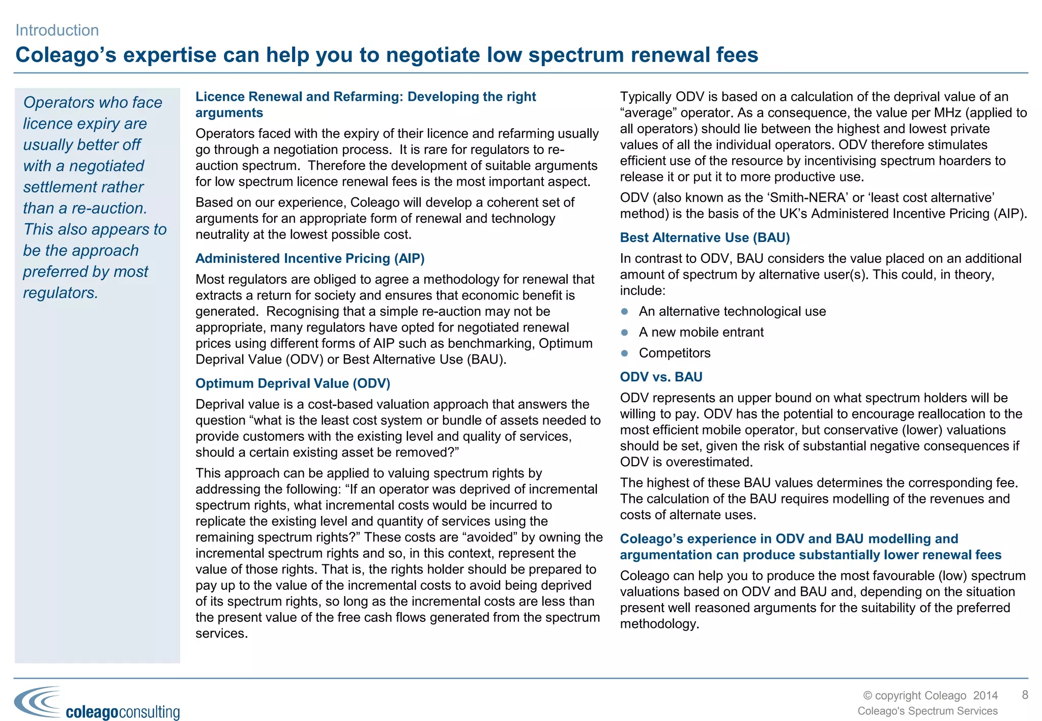 Coleago Consulting - Spectrum Services Summary | PDF
