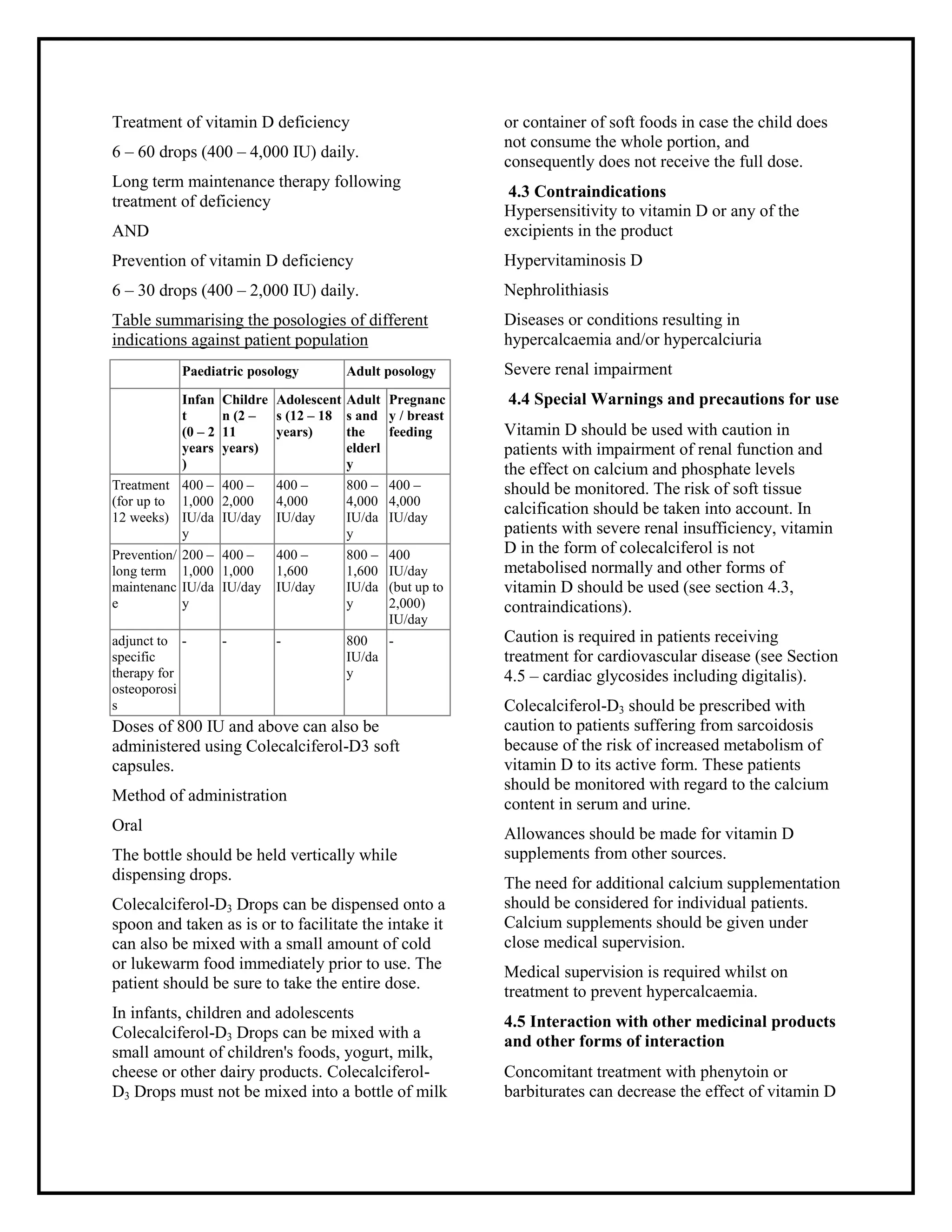 Colecalciferol d3 drops smpc- taj pharmaceuticals | PDF