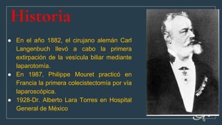 Colecistectomía y colelitiasis, abierta y laparoscopica | PPTX