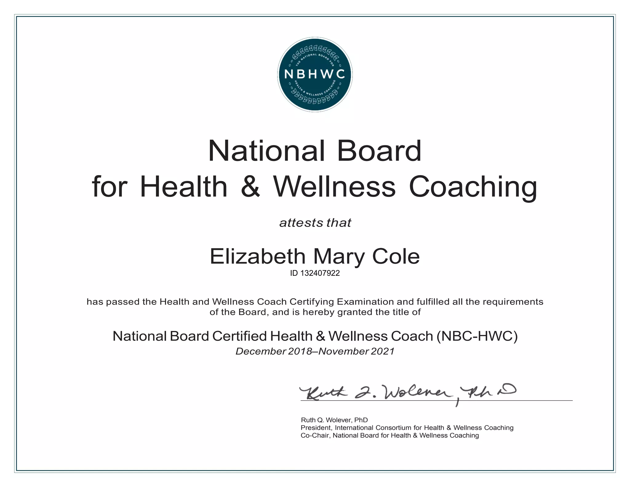 National Board Certified Health and Wellness Coach - Elizabeth Cole | PPT