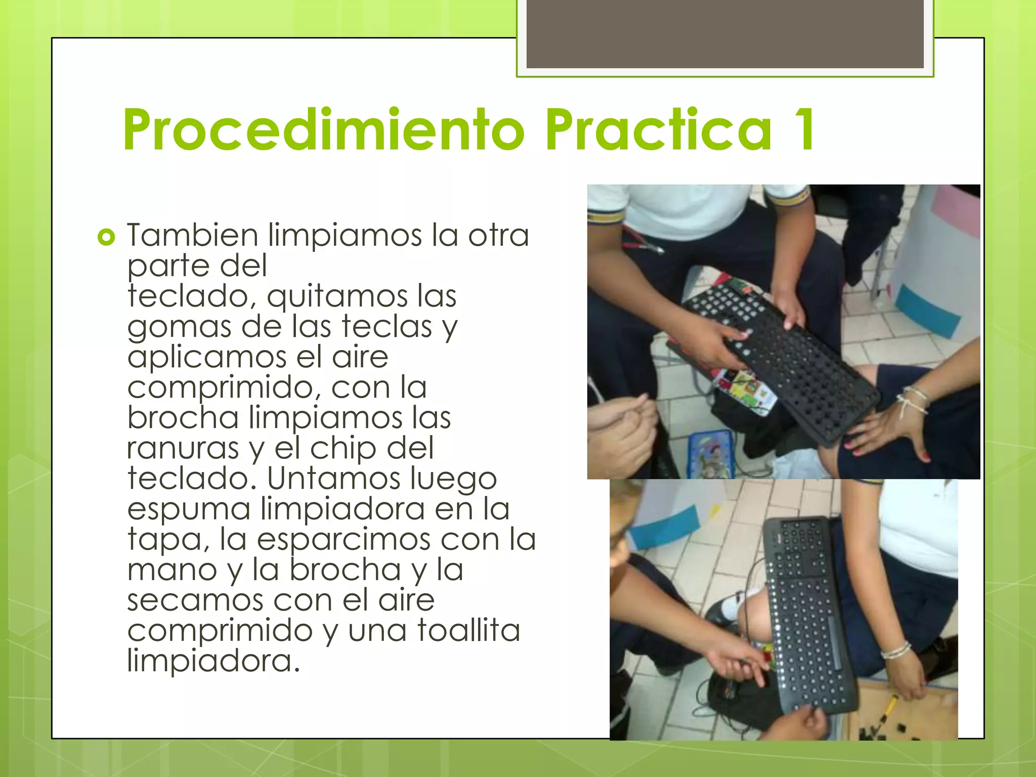 Mantenimiento Preventivo Basico a un teclado, mause y unidades lectoras ...