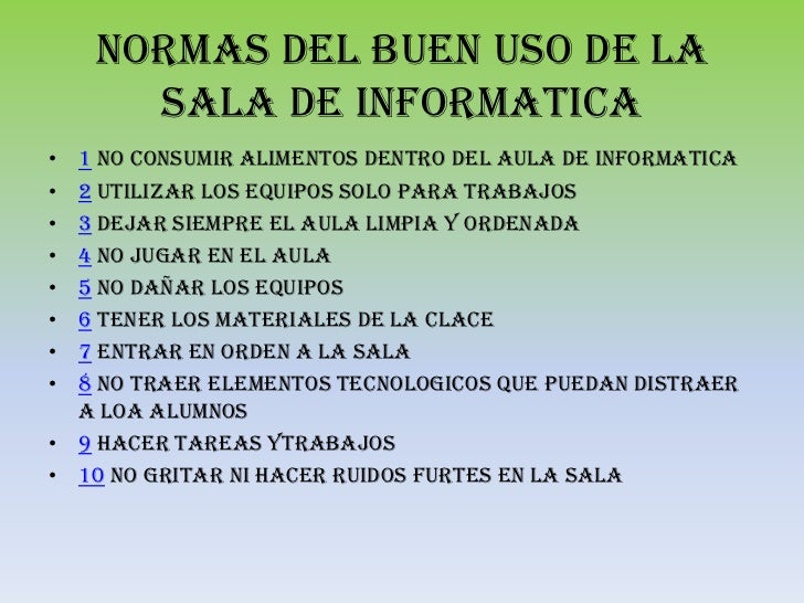 normas de la sala de informatica