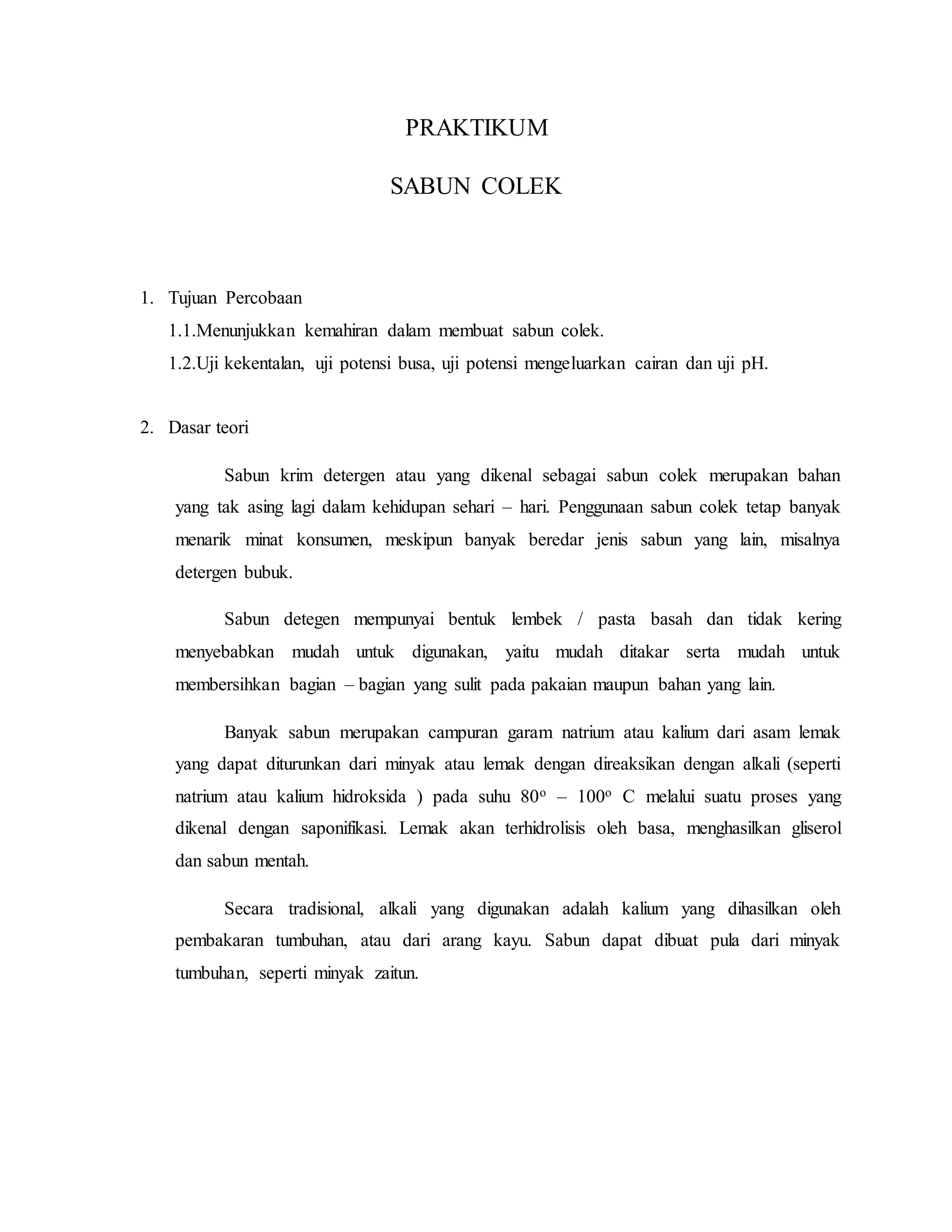 laporan sabun Colek | DOCX