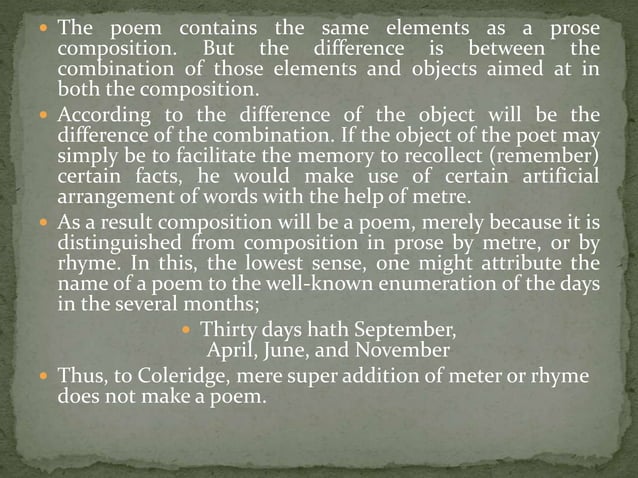 Samuel Coleridge- Biographia Literaria Ch 14 | PPTX | Poetry | Books ...