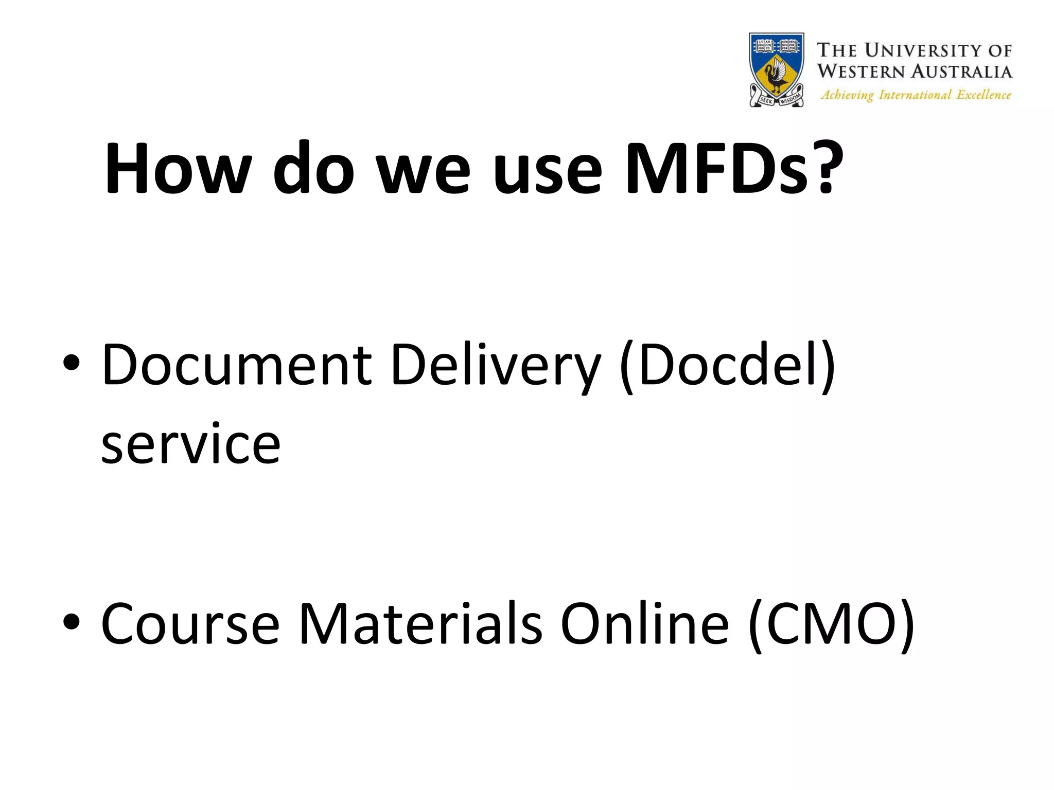 MFDs in Your Library | PPT