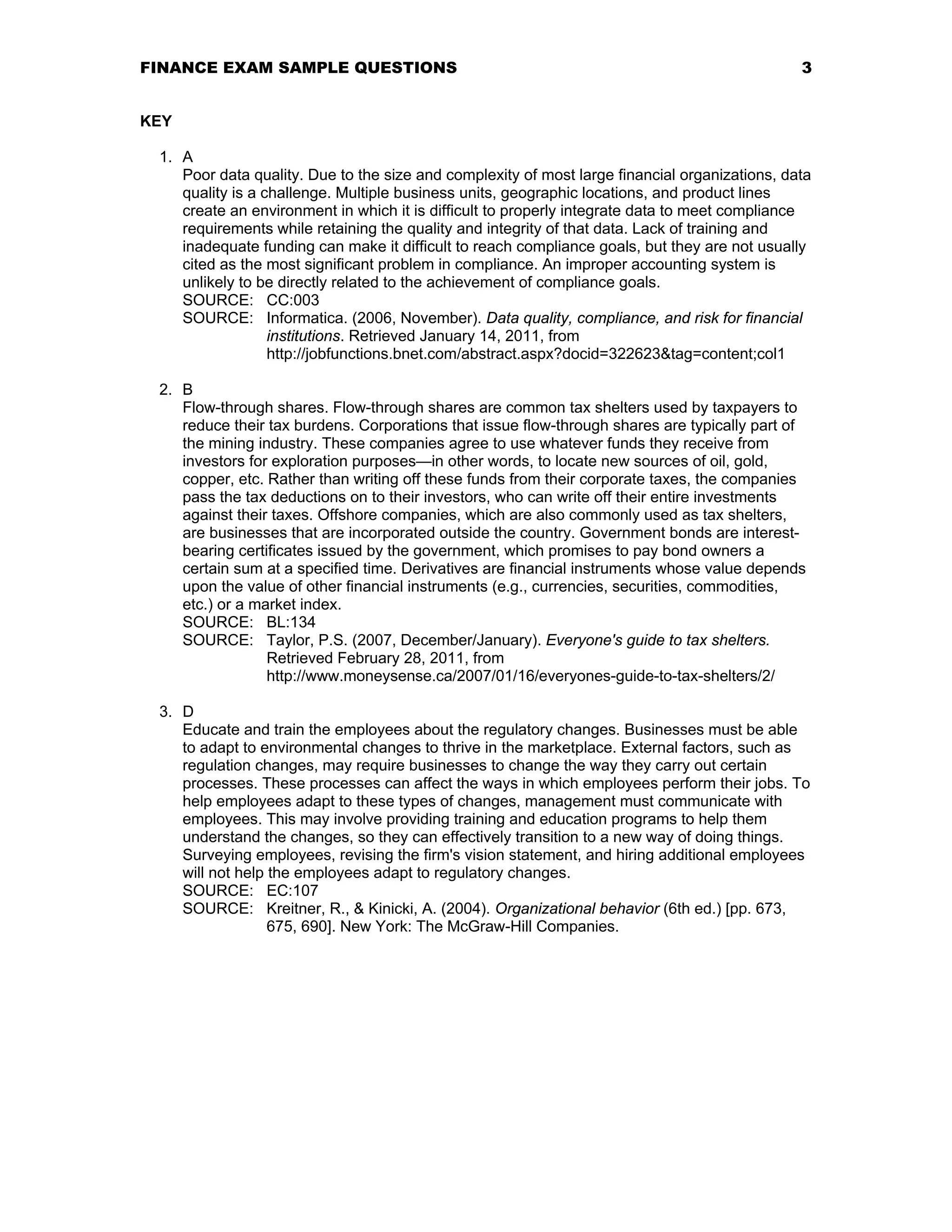 Col finance sample_exam | PDF