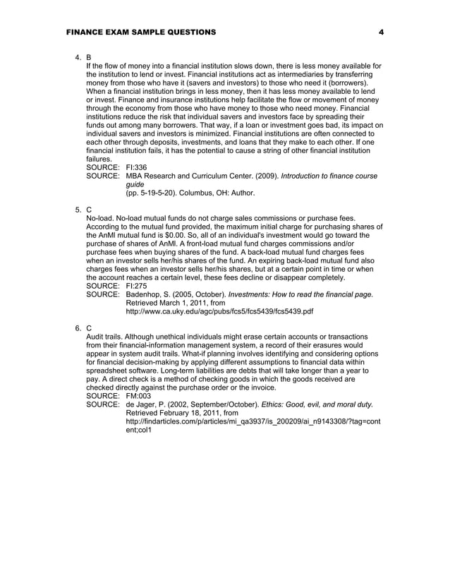 Col finance sample_exam | PDF