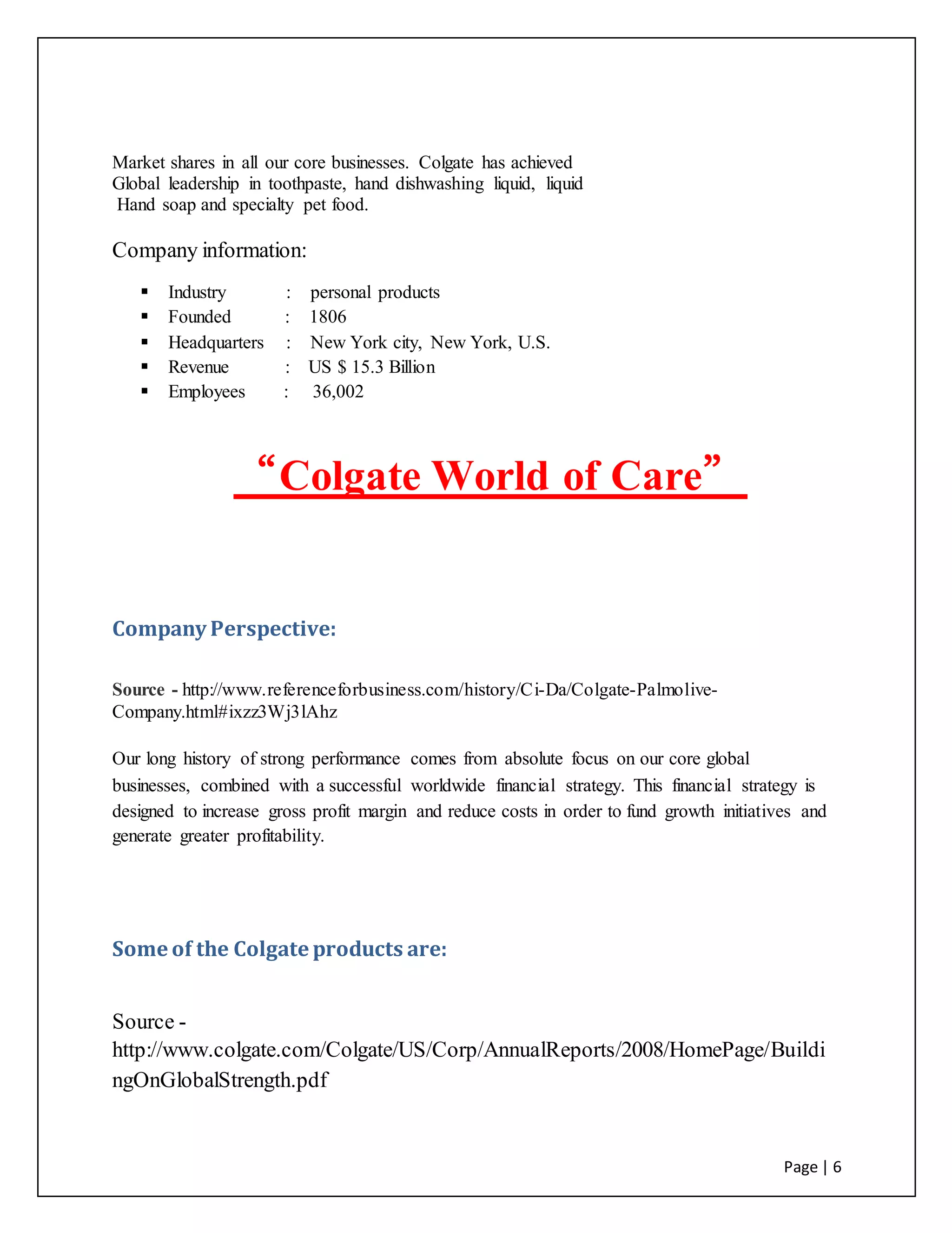 Colgate Company | DOCX