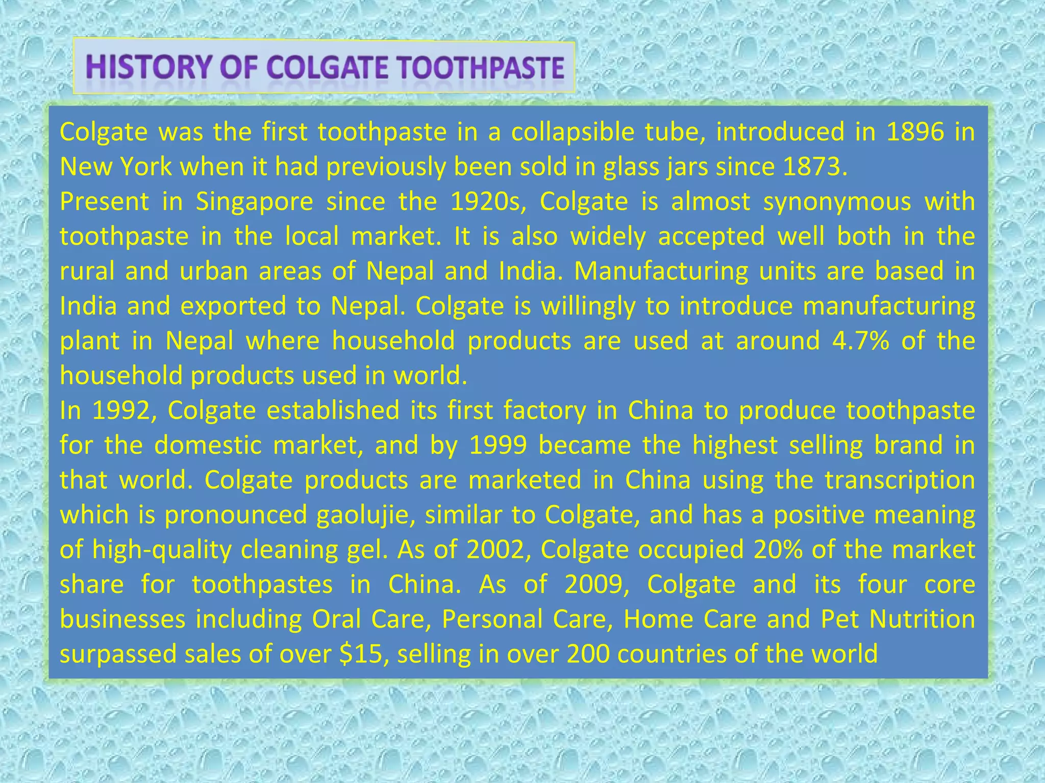 markreting of Colgate india | PPS