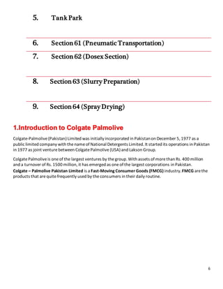 Colgate Palmolive Pakistan Pvt Ltd Internship Report 2017 | DOCX