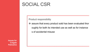 Corporate Social Responsibility of Colgate Palmolive Company | PPTX