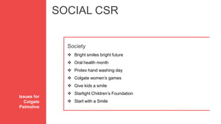 Corporate Social Responsibility of Colgate Palmolive Company | PPTX