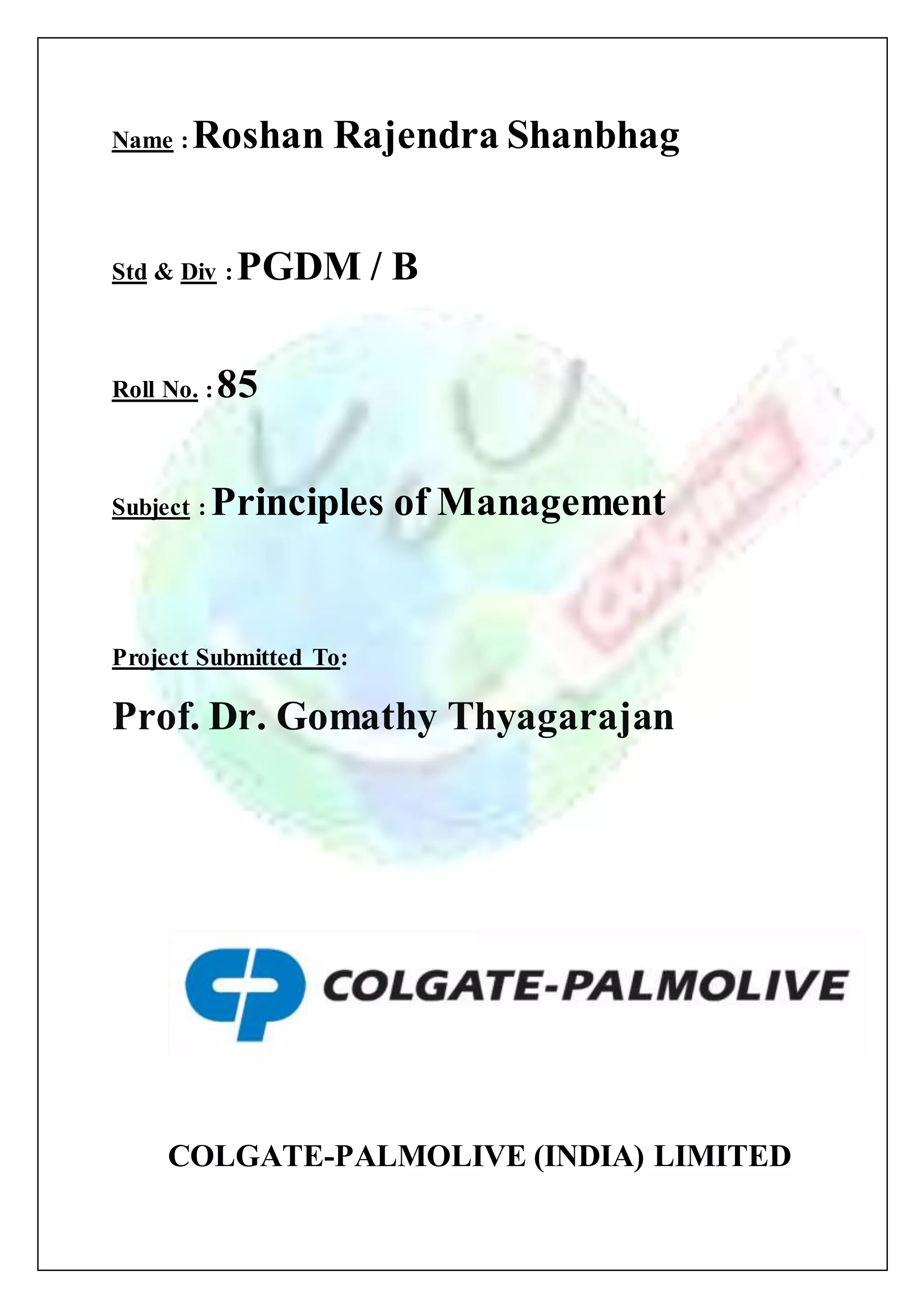 Colgate Palmolive (India) Limited | DOCX