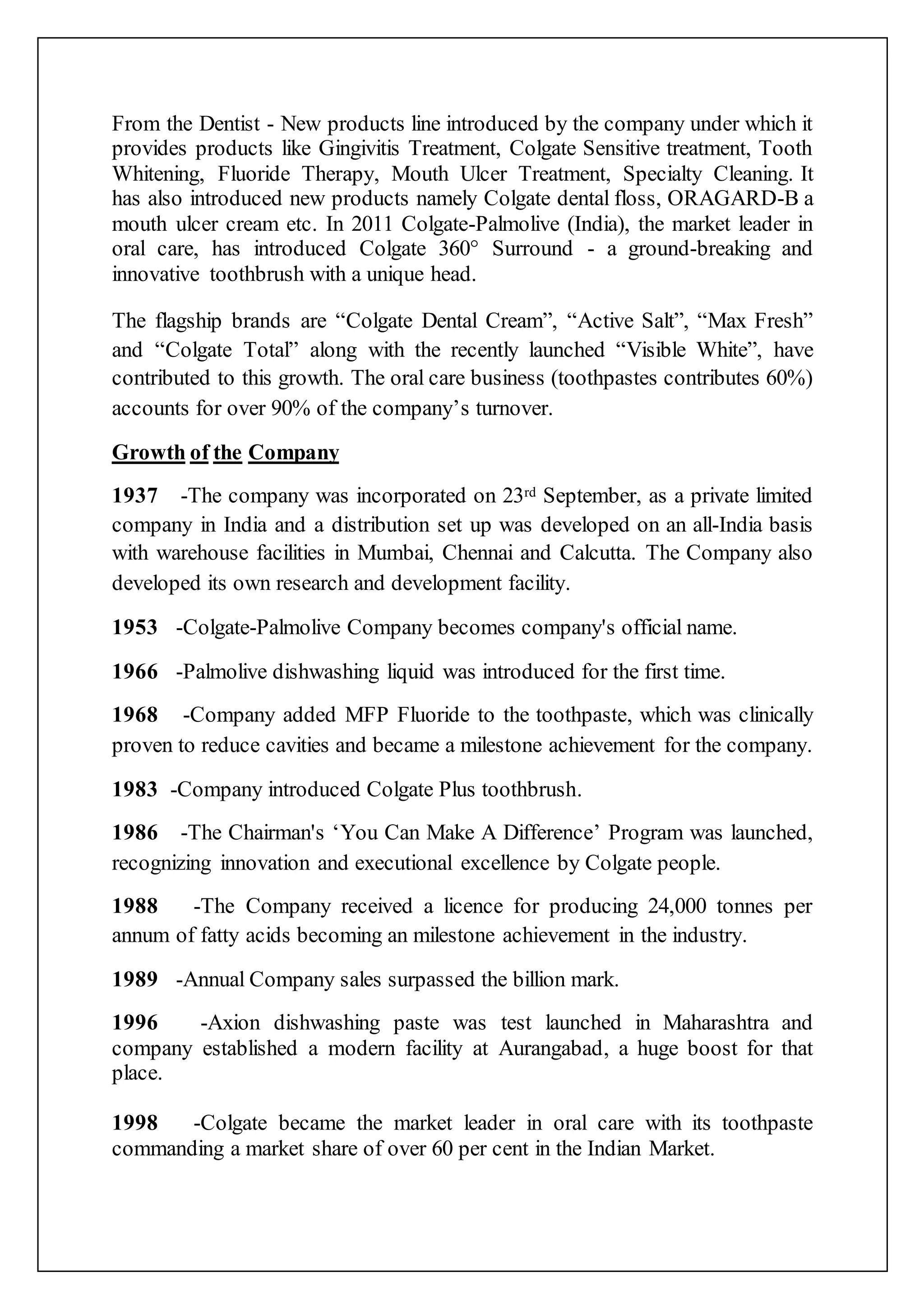 Colgate Palmolive (India) Limited | DOCX