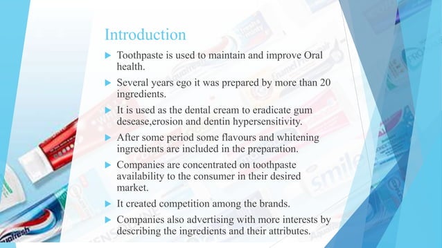 Colgate toothpaste content analysis by s sreekanth and snathavi rao | PPTX | Oral care ...