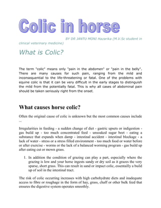 Colic in horse | DOCX
