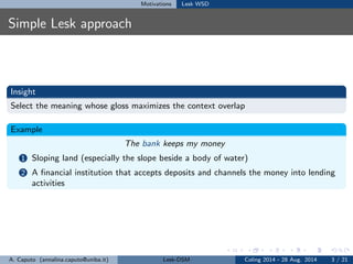 COLING 2014 - An Enhanced Lesk Word Sense Disambiguation Algorithm ...