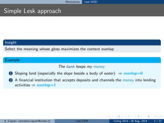 COLING 2014 - An Enhanced Lesk Word Sense Disambiguation Algorithm ...