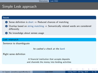 COLING 2014 - An Enhanced Lesk Word Sense Disambiguation Algorithm ...