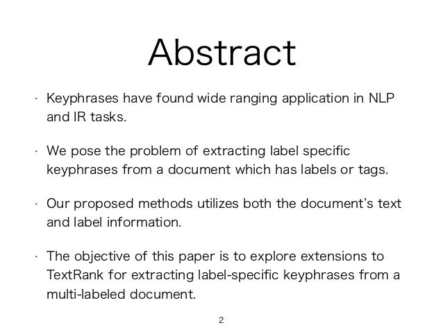 Coling2014 Single Document Keyphrase Extraction Using Label Informati…