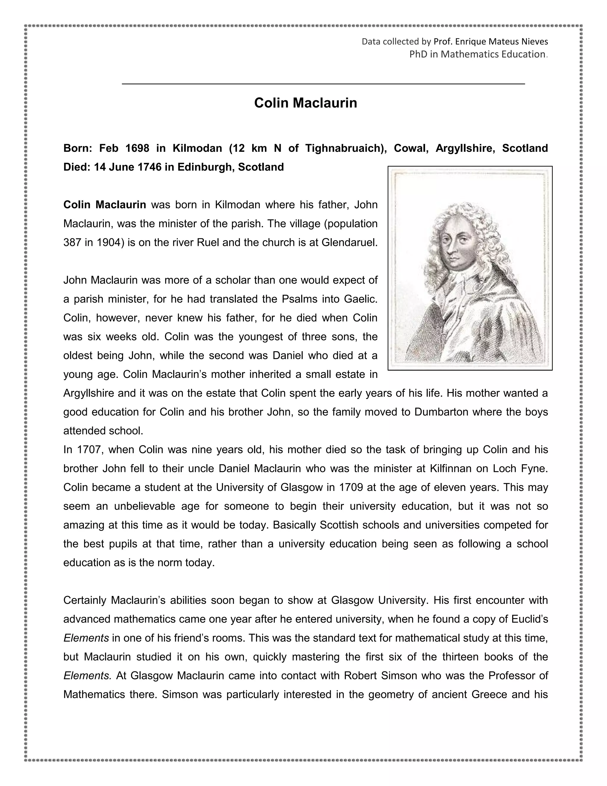Colin maclaurin biography | PDF