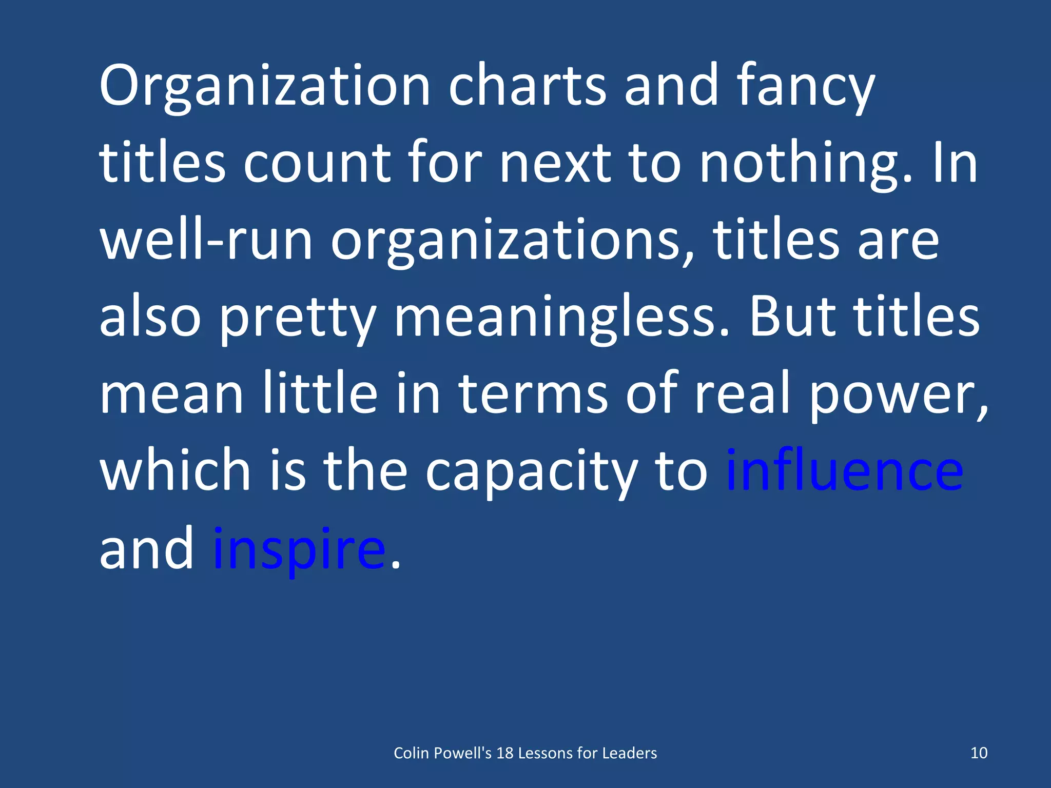 Colin Powells 18 Lessons For Leaders | PPT