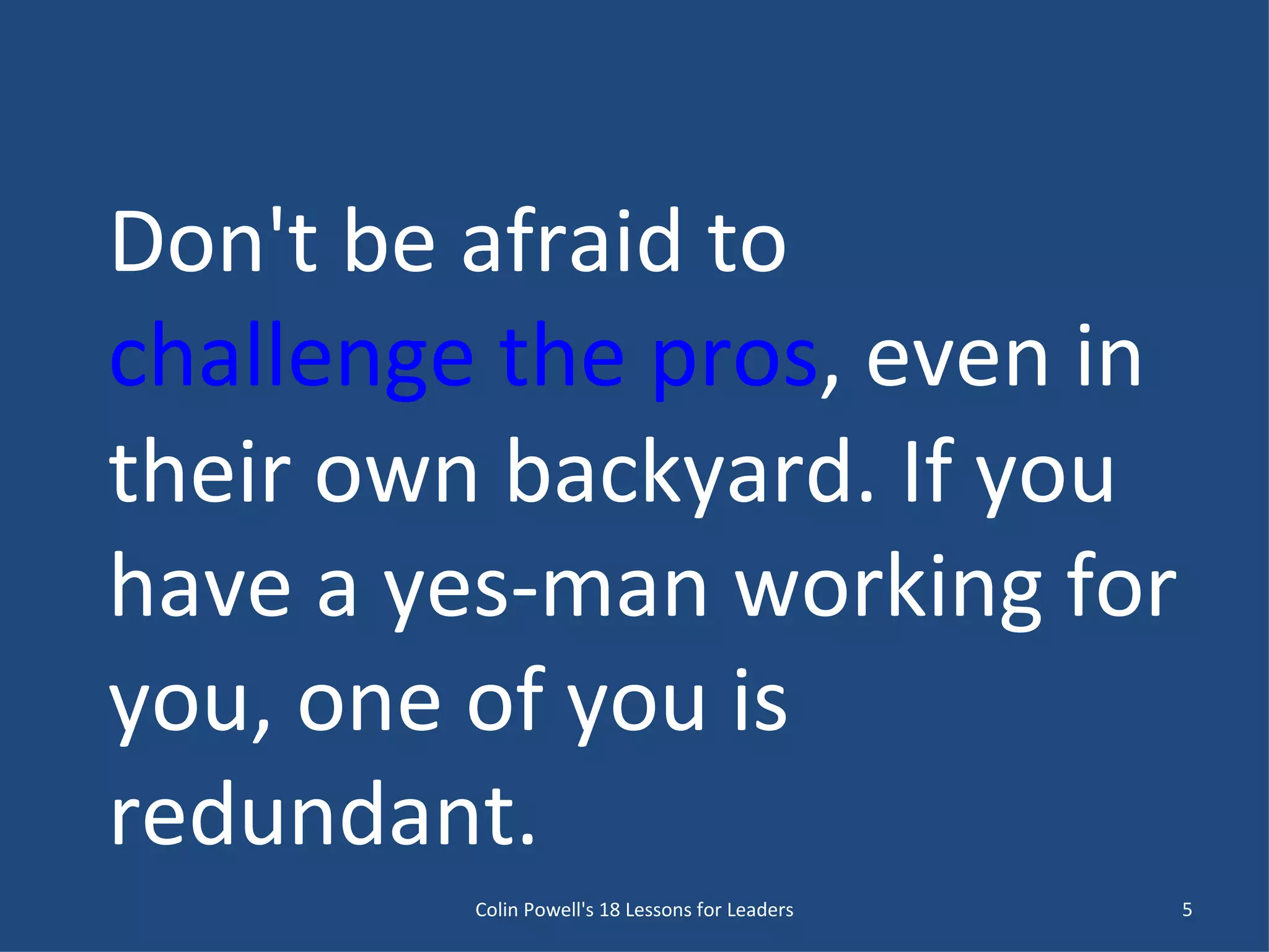 Colin Powells 18 Lessons For Leaders | PPT