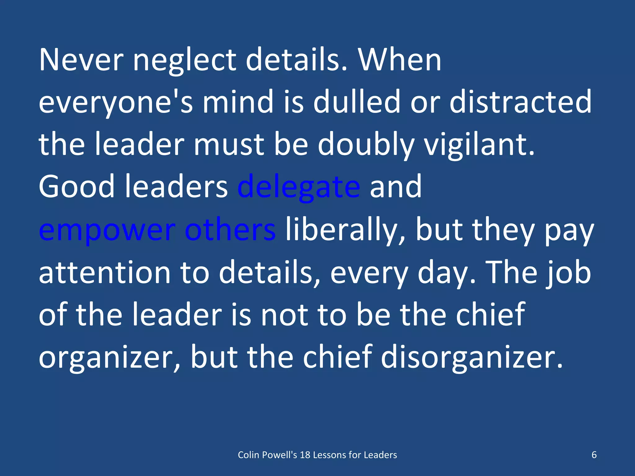 Colin Powells 18 Lessons For Leaders | PPT