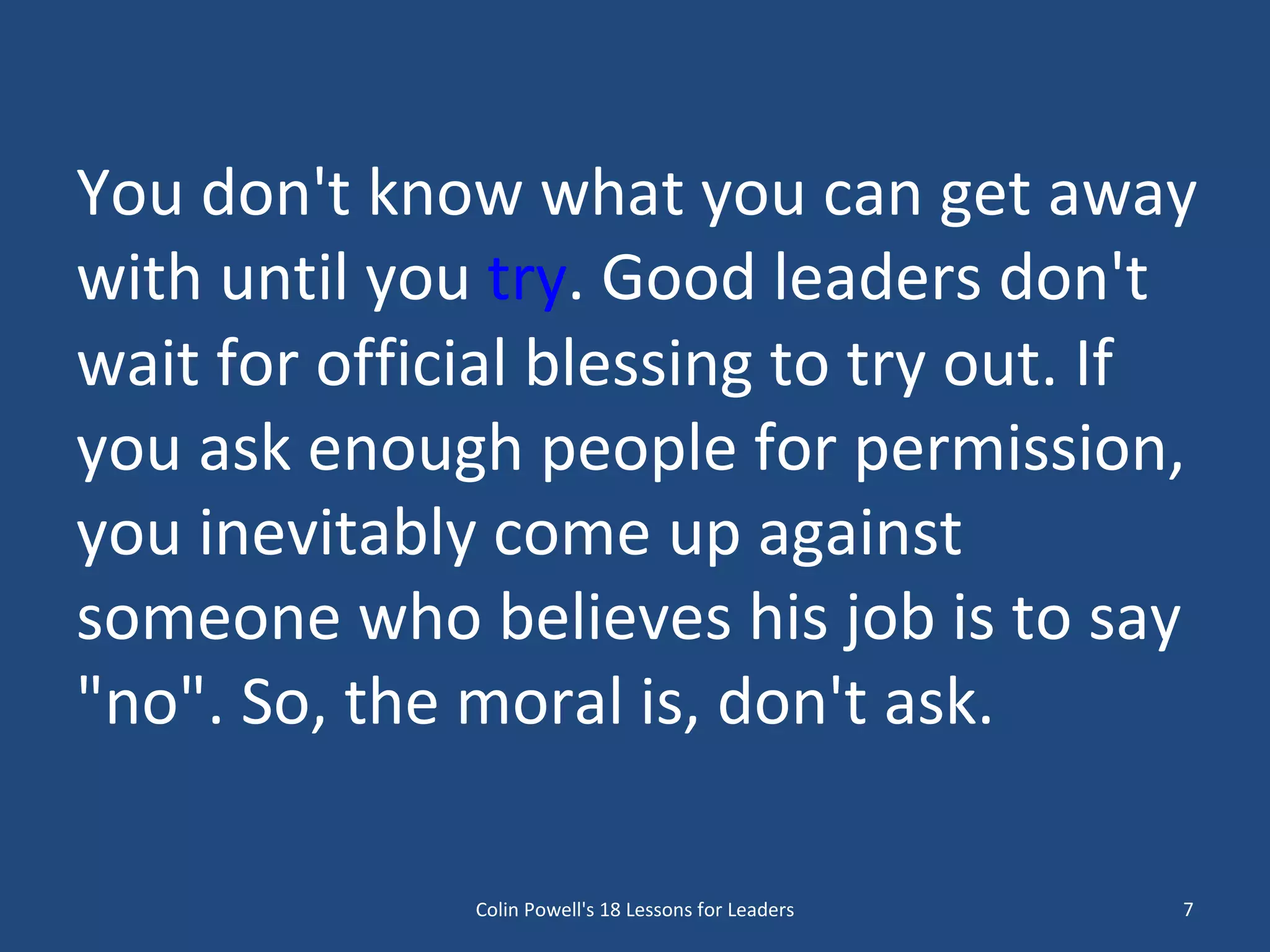 Colin Powells 18 Lessons For Leaders | PPT