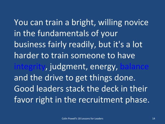 Colin Powells 18 Lessons For Leaders | PPT | Executive Leadership ...