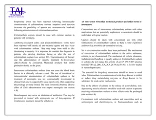 Colistimethate Sodium for Injection Taj Pharma SmPC | PDF