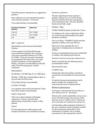 Colistin injection 1 million or 2 million iu smpc taj pharmaceuticals | PDF