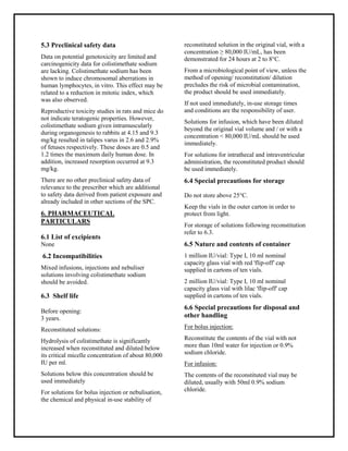 Colistin injection 1 million or 2 million iu smpc taj pharmaceuticals | PDF