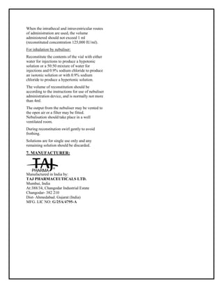 Colistin injection 1 million or 2 million iu smpc taj pharmaceuticals | PDF