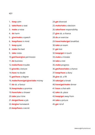 COLLOCATIONS 001 pdf english for esl students | PDF