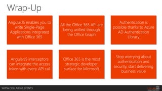 Collab365 - AngularJS & Office 365 Unified API : A match made in heaven! | PPT