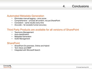 Exploring Automatic Metadata Generation Based on SharePoint Term Sets | PPT