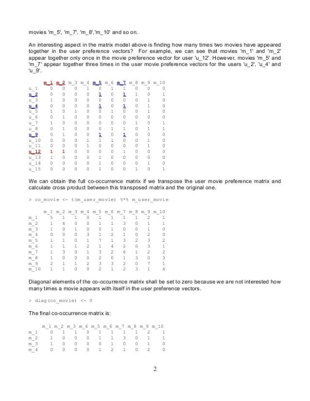 Collaborative Filtering Recommender Based On Co Occurrence Matrix 7463