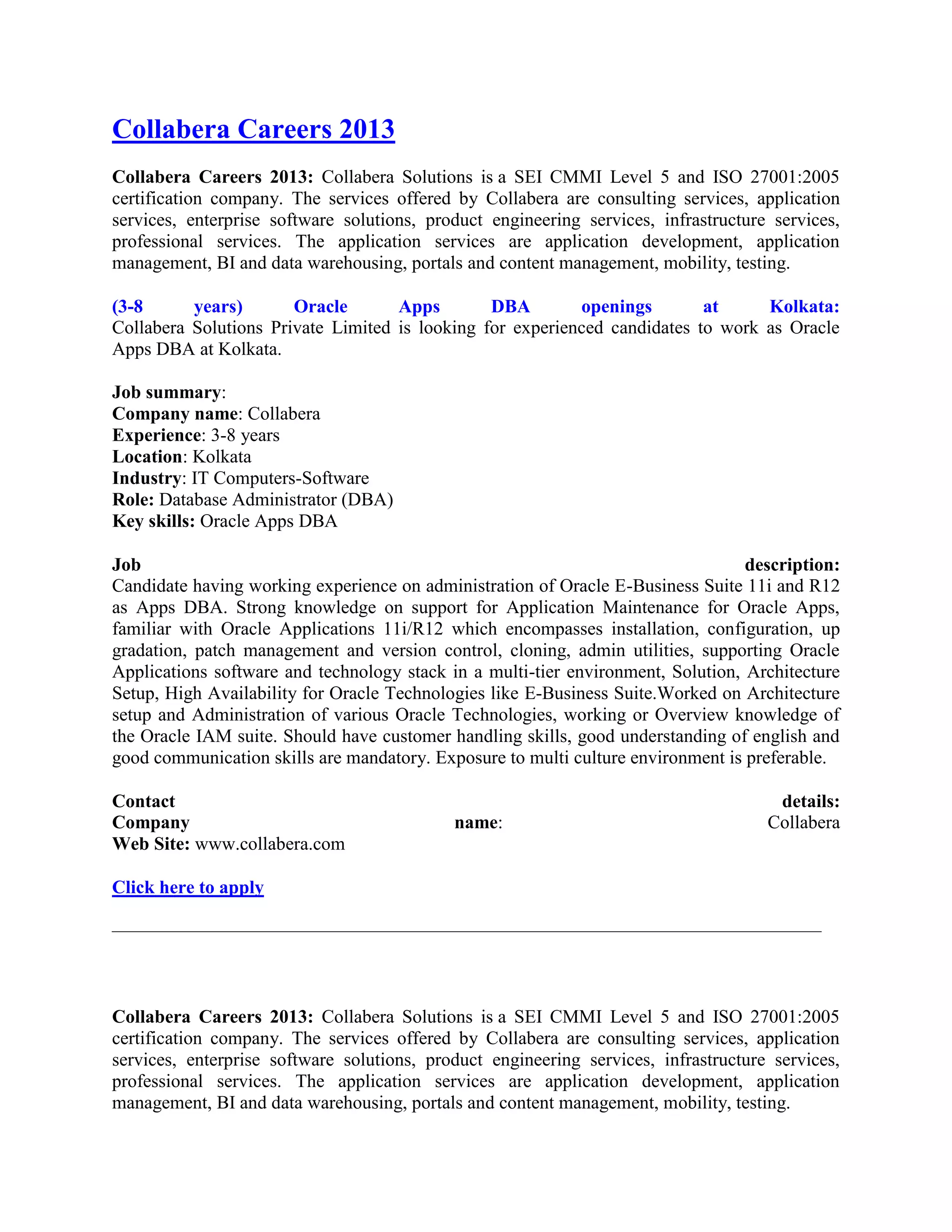 Collabera careers 2013 | DOCX